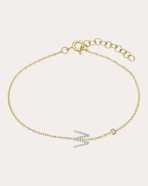 ZOE LEV Diamond And 14k Initial Charm Bracelet - Gold