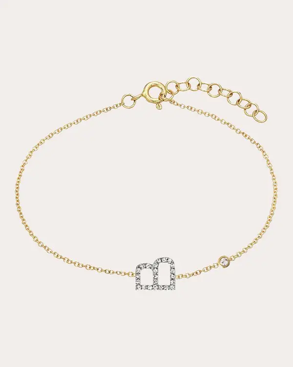 ZOE LEV Diamond And 14k Initial Charm Bracelet - Gold