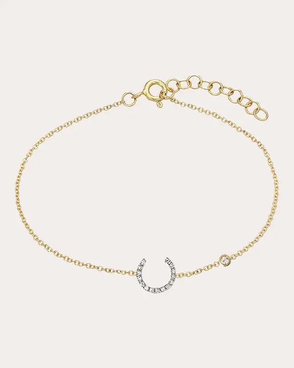 ZOE LEV Diamond And 14k Initial Charm Bracelet - Gold