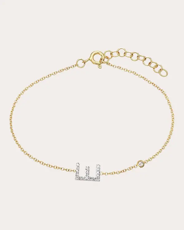 ZOE LEV Diamond And 14k Initial Charm Bracelet - Gold