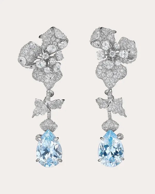 ANABELA CHAN Diamond & Aquamarine Orchid Drop Earrings - Blue