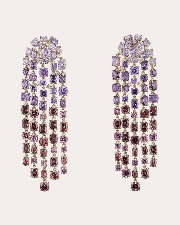 ANABELA CHAN Diamond & Amethyst Cascade Ombré Drop Earrings - Purple