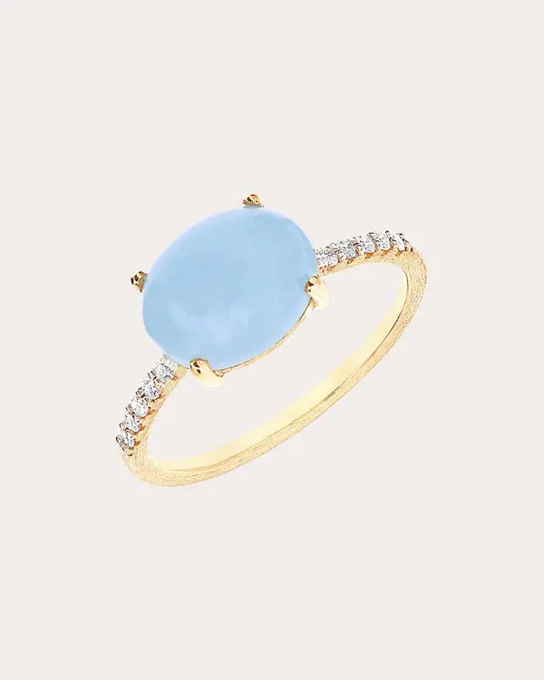 NANIS ITALIAN JEWELS Aquamarine And Diamond Stackable Ring - Blue