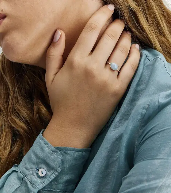 NANIS ITALIAN JEWELS Aquamarine And Diamond Stackable Ring