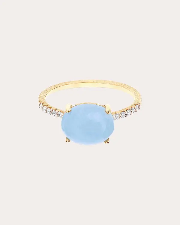 NANIS ITALIAN JEWELS Aquamarine And Diamond Stackable Ring