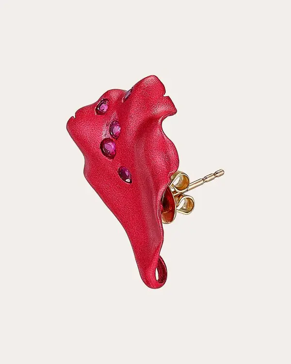 ANABELA CHAN Ruby Petal Asymmetric Stud Earrings - Red