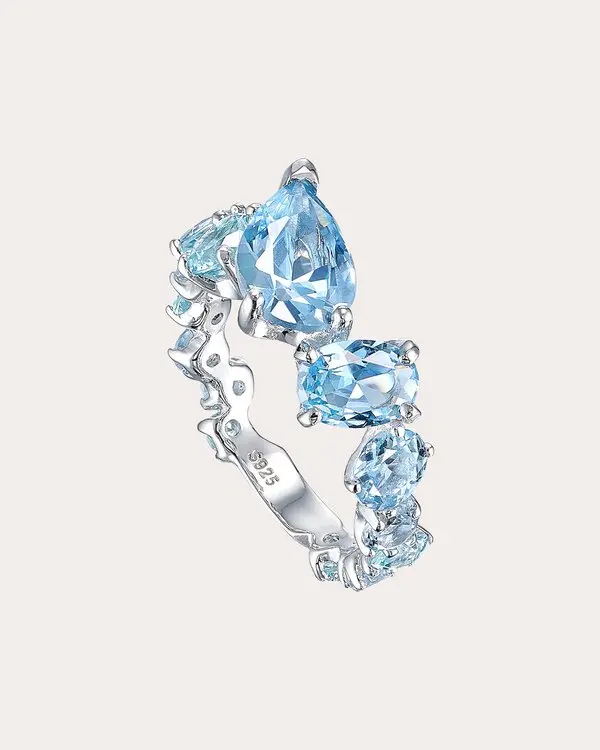 ANABELA CHAN Baby Aquamarine Nova Starburst Ring - Blue