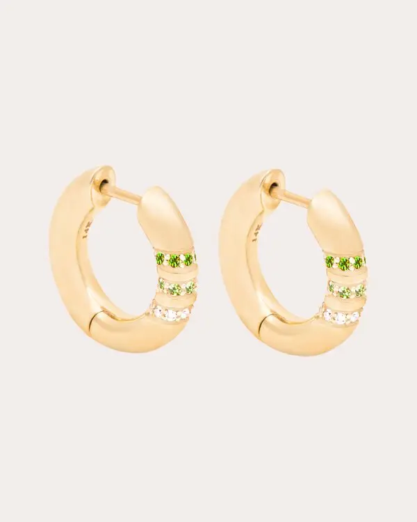 CAMPBELL + CHARLOTTE Diamond & Tsavorite 14k Crew Hoop Earrings - Gold
