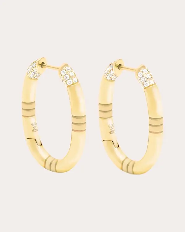 CAMPBELL + CHARLOTTE Small Crew 14k Diamond Oval Hoop Earrings - Gold