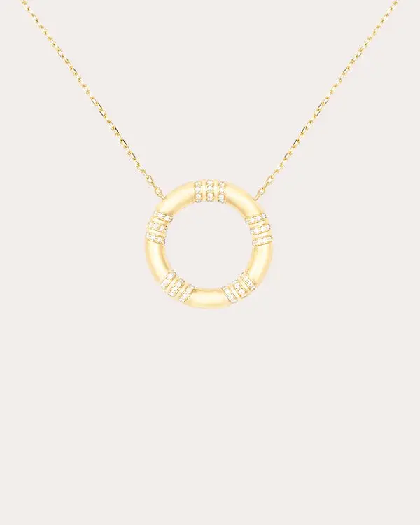CAMPBELL + CHARLOTTE Large Crew 14k Diamond Circle Pendant Necklace - Gold