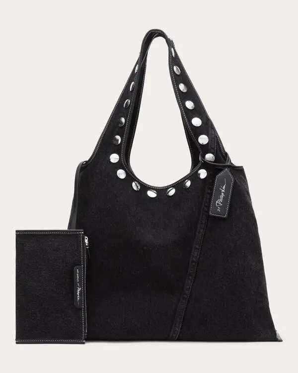 3.1 Phillip Lim Market Studded Washed Denim Tote