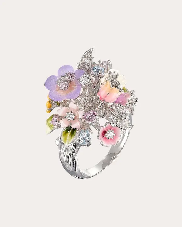 ANABELA CHAN Diamond & Mother Of Pearl Primrose Bouquet Ring - Purple