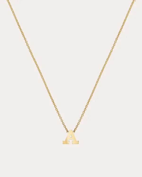 ZOE LEV 14k Gold Initial Pendant Necklace - Black