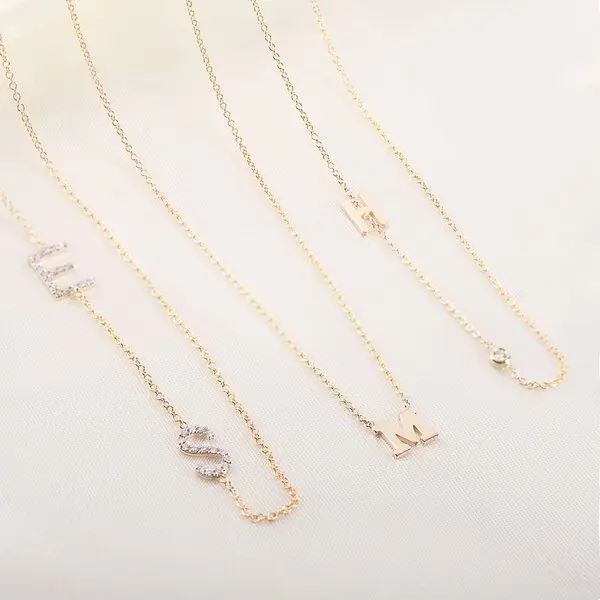 ZOE LEV 14k Gold Initial Pendant Necklace
