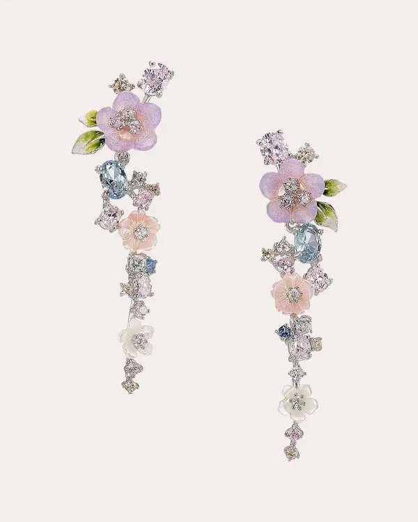 ANABELA CHAN Diamond And Mother Of Pearl Vine Drop Earrings - Purple