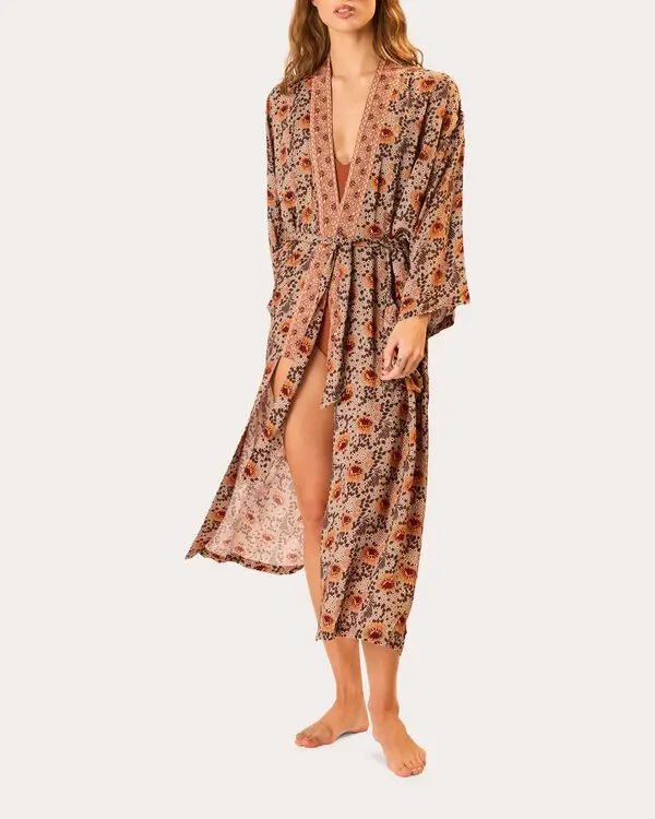 Natalie Martin Diane Floral Kimono Robe Rayon