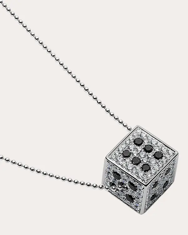 ELIOR Diamond And 18k White Gold Dice Pendant Necklace - Silver