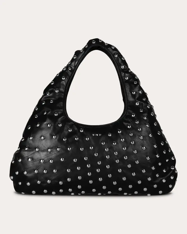 W 78 ST Large Cloud Studded Leather Shoulder Bag