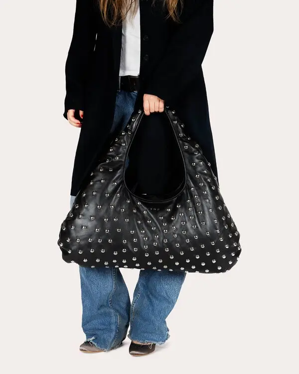 W 78 ST Large Cloud Studded Leather Shoulder Bag