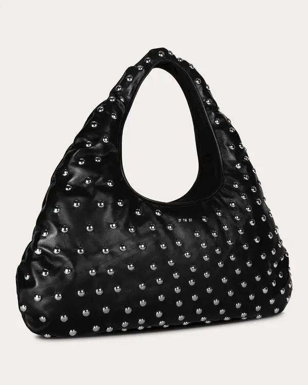 W 78 ST Large Cloud Studded Leather Shoulder Bag