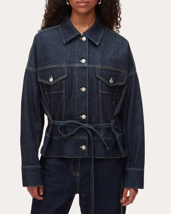 3.1 Phillip Lim Boxy Belted Denim Jacket - Blue