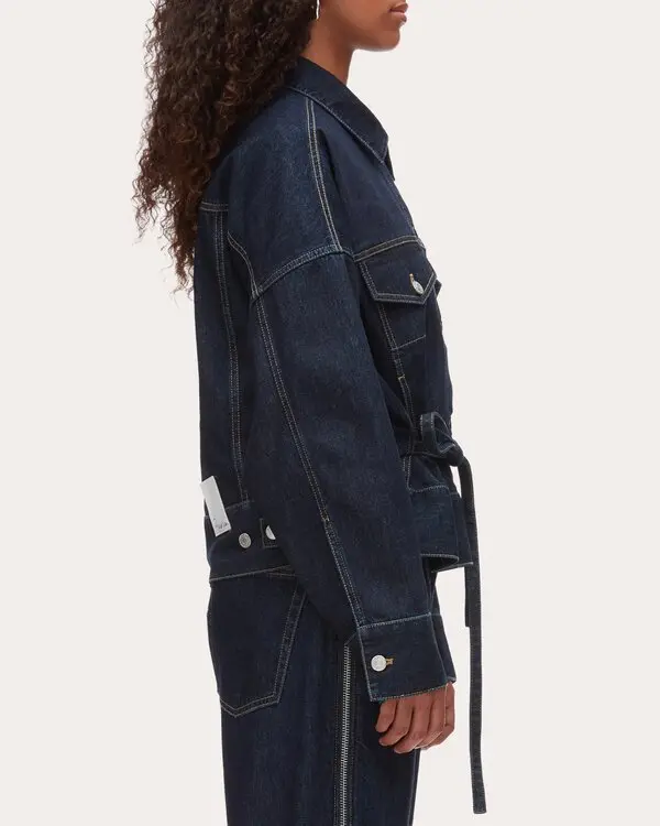 3.1 Phillip Lim Boxy Belted Denim Jacket - Blue