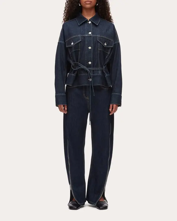 3.1 Phillip Lim Boxy Belted Denim Jacket - Blue