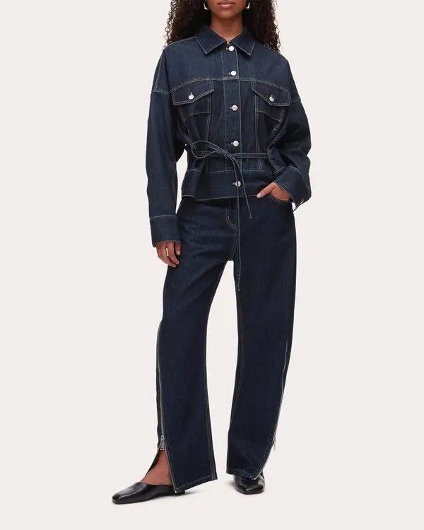 3.1 Phillip Lim Boxy Belted Denim Jacket - Blue