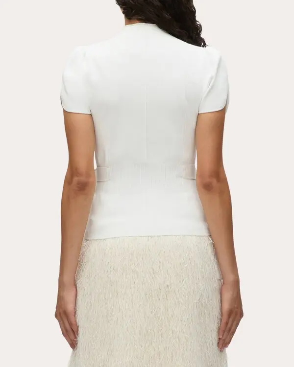3.1 Phillip Lim Compact Knit Tulip-sleeve Top - White