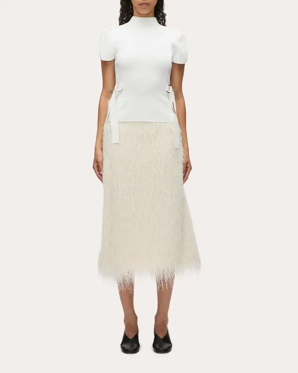 3.1 Phillip Lim Compact Knit Tulip-sleeve Top - White