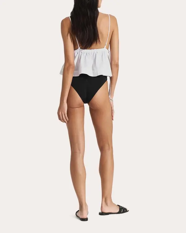 SEAQUELLE SWIM Drift Ruched Cotton Peplum Top