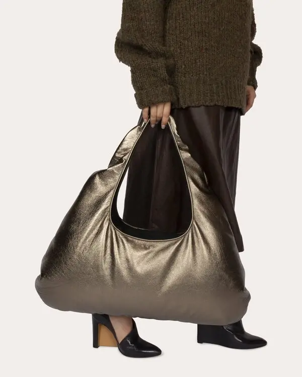 W 78 ST Large Cloud Metallic Leather Shoulder Bag