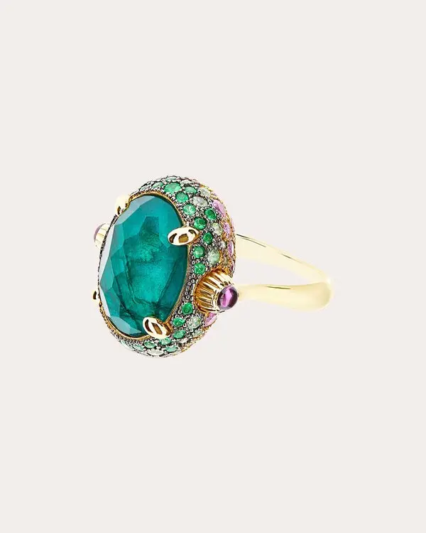 NANIS ITALIAN JEWELS 18k Gold Reversible Ring With Gemstones - Green