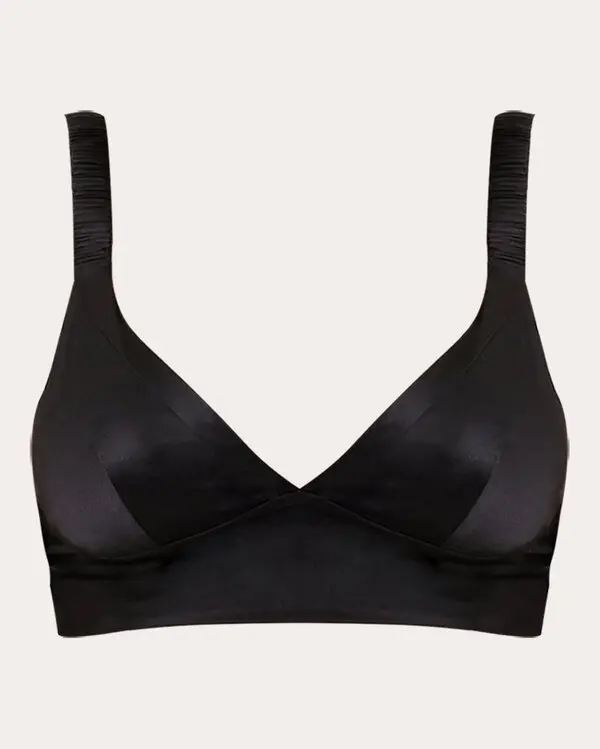 ROMUṠE Fiamma Silk Charmeuse Ruched Bralette - Black