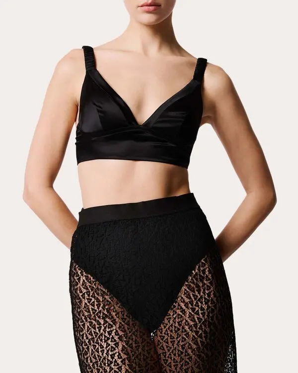 ROMUṠE Fiamma Silk Charmeuse Ruched Bralette