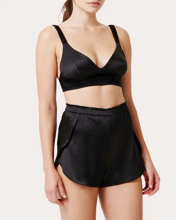 ROMUṠE Fiamma Silk Charmeuse Ruched Bralette