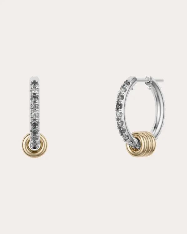 SPINELLI KILCOLLIN Diamond & 18k Gold Ara Pavé Hoop Earrings - Silver