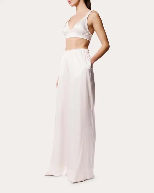 ROMUṠE Fiamma Silk Charmeuse Ruched Bralette