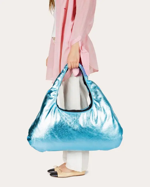 W 78 ST Large Cloud Pearlescent Leather Shoulder Bag