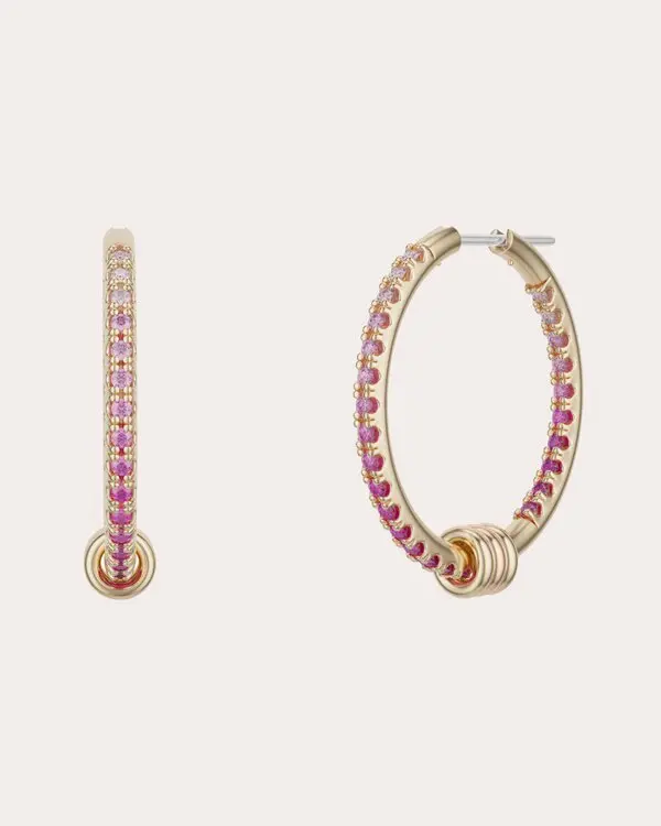 SPINELLI KILCOLLIN Pink Sapphire & 18k Gold Argo Ombré Hoop Earrings - Yellow Gold, Rose Gold