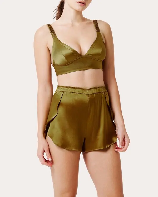 ROMUṠE Fiamma Silk Charmeuse Ruched Bralette