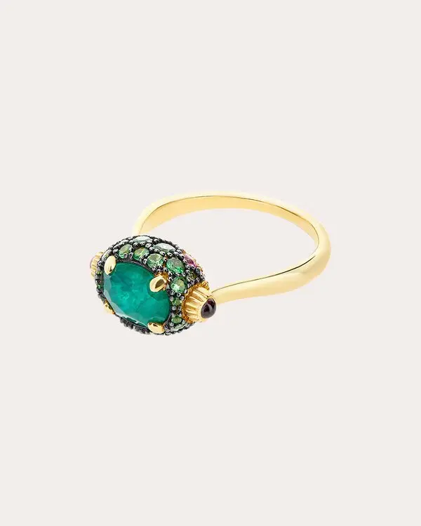 NANIS ITALIAN JEWELS 18k Gold Gemstone Reversible Ring - Green
