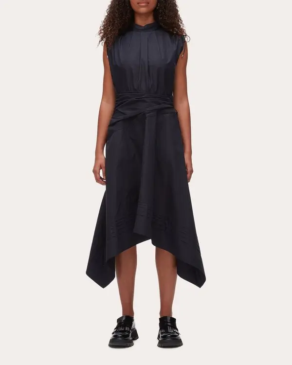 3.1 Phillip Lim Cotton Poplin Ruched Handkerchief Dress - Blue