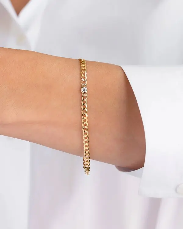 ZOE LEV Diamond And 14k Cuban Link Bracelet