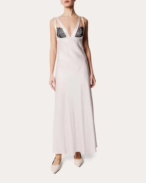 ROMUṠE Eva Silk Lace Cutout Maxi Dress