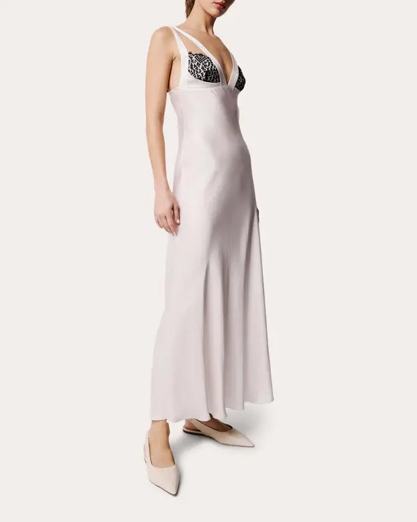 ROMUṠE Eva Silk Lace Cutout Maxi Dress