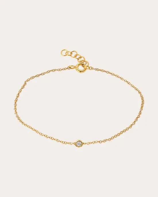 ZOE LEV Mini 14k Diamond Bezel Bracelet - Gold