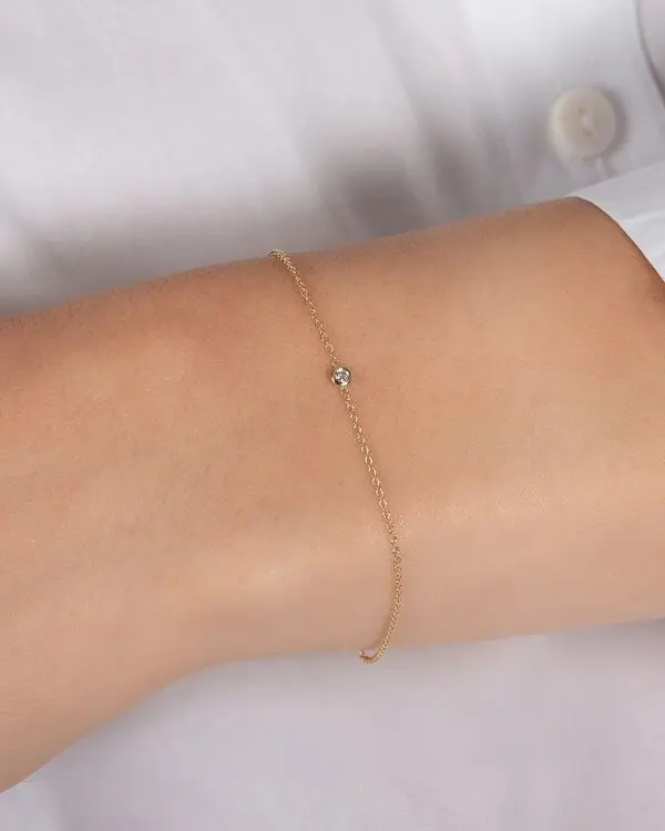ZOE LEV Diamond & 14k Mini Bezel Bracelet