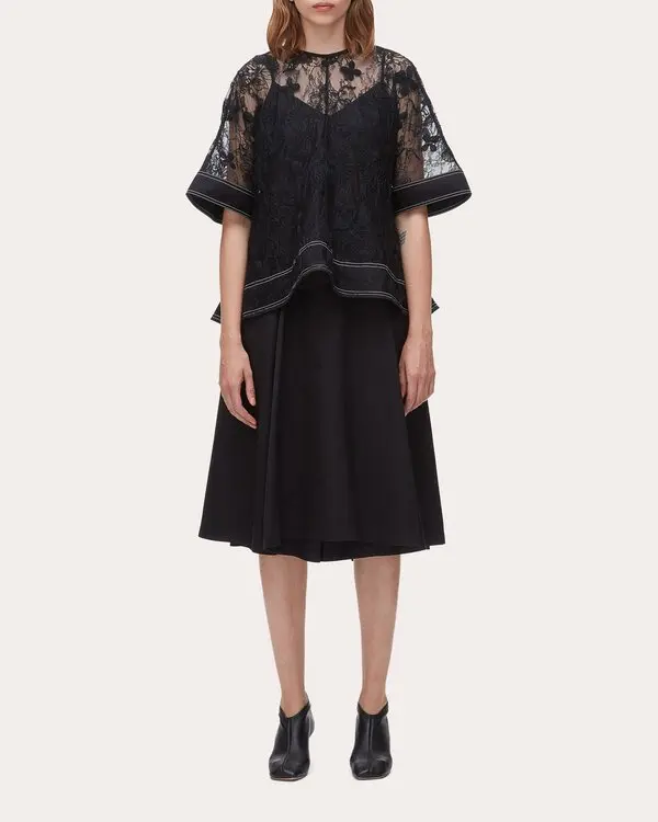 3.1 Phillip Lim Sheer Floral Lace Flounce Top