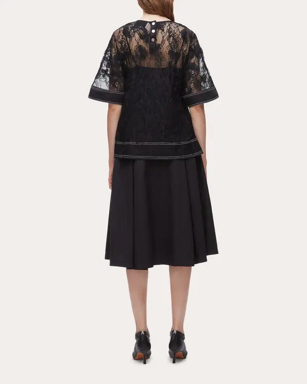 3.1 Phillip Lim Sheer Floral Lace Flounce Top